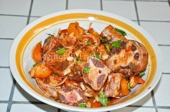 Stew Oxtail and Melongene (Eggplant)