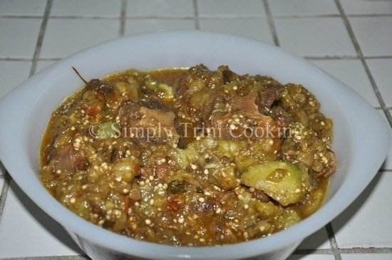 Stew Oxtail and Melongene (Eggplant)